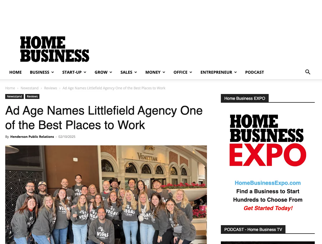 HomeBusinessMag.com: Littlefield Agency honored by Ad Age as a Best ...